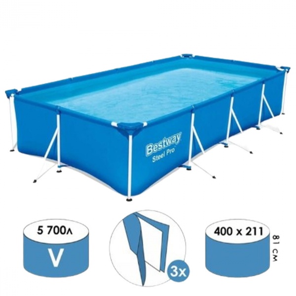 Купить Каркасный бассейн Bestway Steel Pro 400х211х81см 56405b в ...